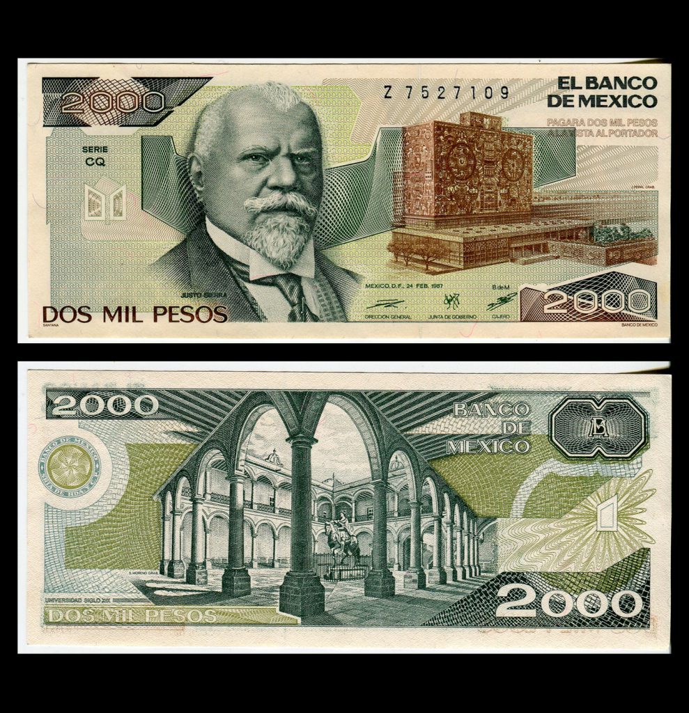 2000 Pesos – Justo Sierra – Biblioteca Central UNAM- Condición UNC (Sin ...